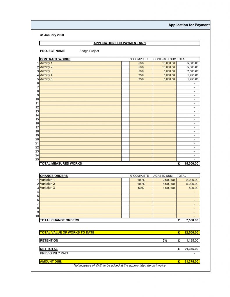 Progress Payment / Payment Schedule Excel Template - webQS