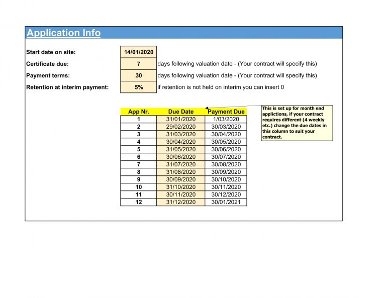 Progress Payment / Payment Schedule Excel Template - webQS