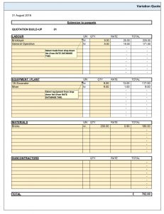Change Order Form / Change Log Excel Template - webQS